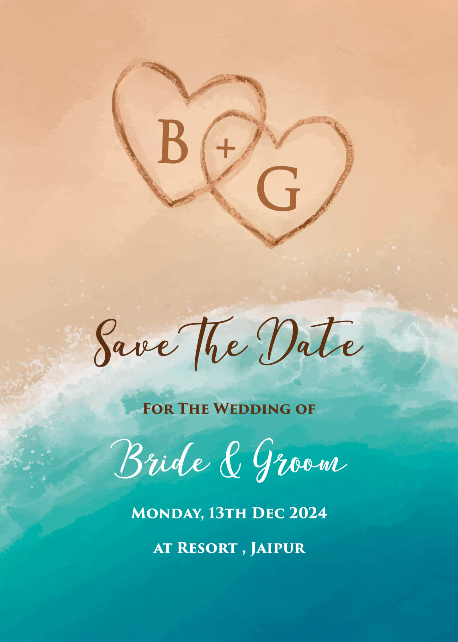 Beach Themed Wedding Invitation Template - Chic Invites